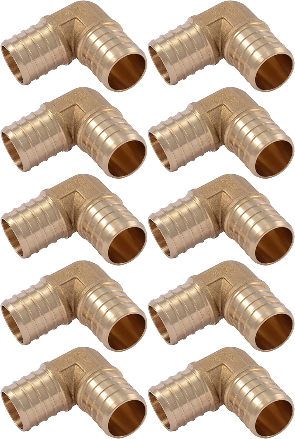 1 Inch Crimp 90 Degree Elbow, Pack of 10, Brass Plumbing Fitting, PEX Pipe, PE-RT, UC260LFA10 ...