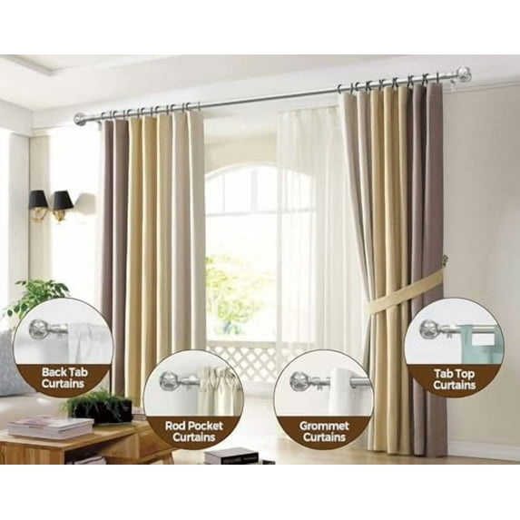 1 Inch Curtain Rod Telescoping Single Drapery Rod 28 to 48 Inches (2.3 ...