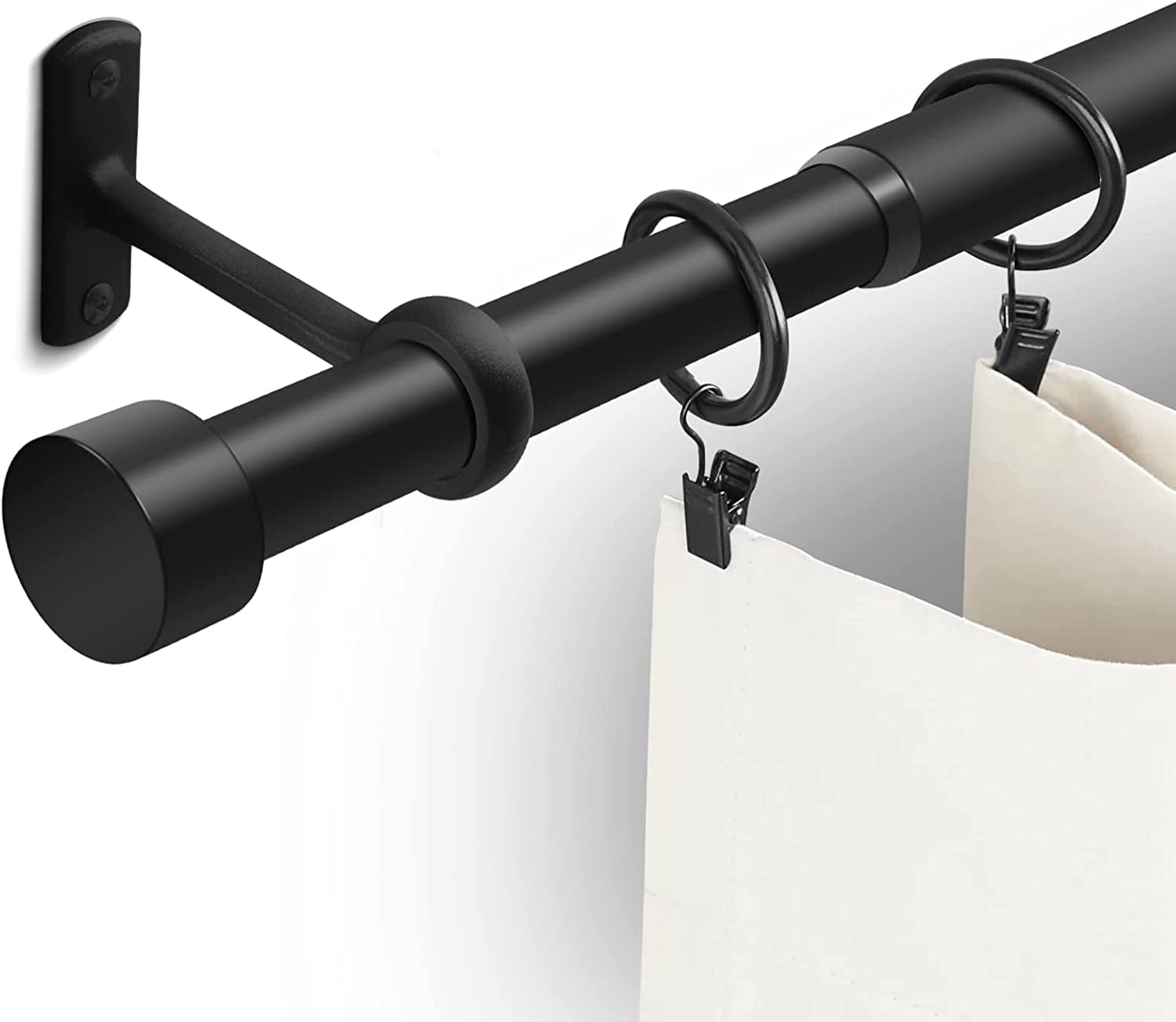 1 Inch Curtain Rods for Windows, 32 to 120 Inch Black Rustic Curtain ...