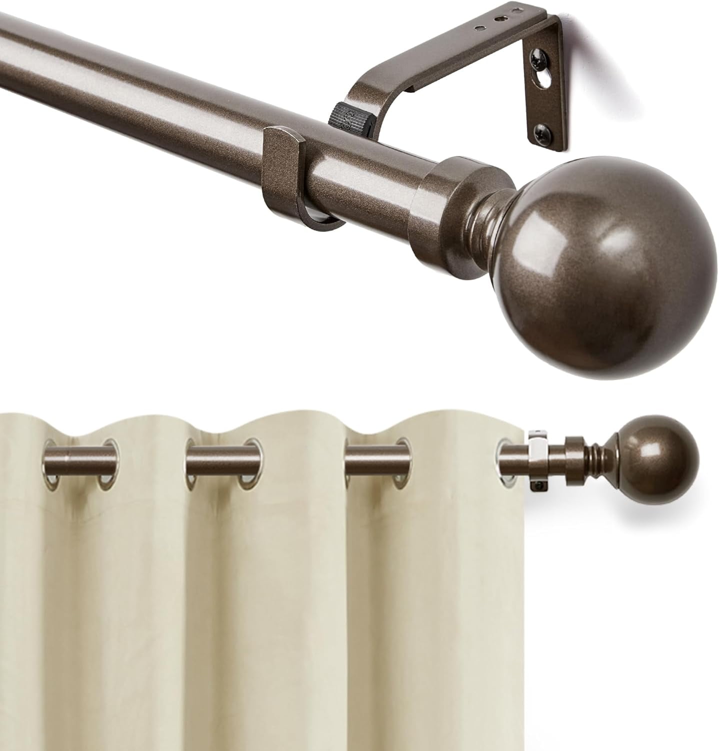 1 Inch Diameter Sturdy Splicing Brown Curtain Rods for Windows, 30-48 ...