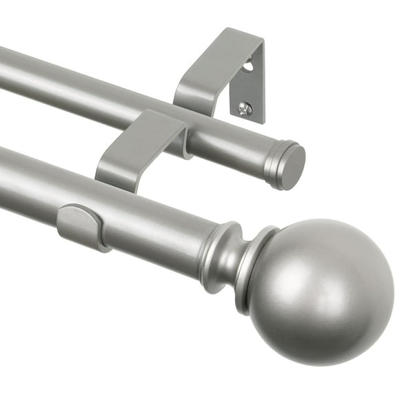 1 Inch Double Curtain Rod 72 to 144 Inches(6-12 Feet), Silver Curtain ...