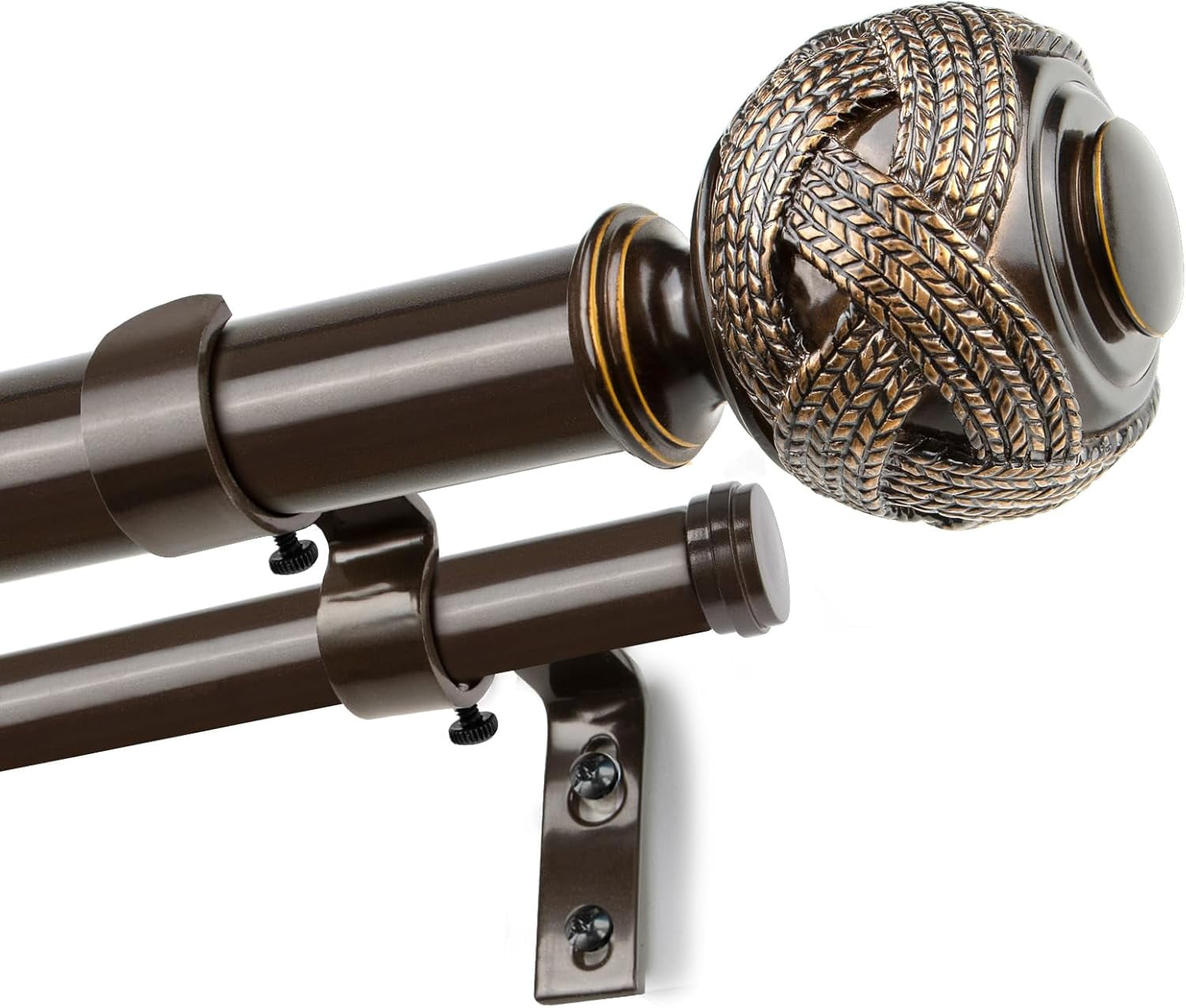 1 Inch Double Curtain Rods 36 to 72 Inches (3 to 6 ft), USFOOK Bronze ...