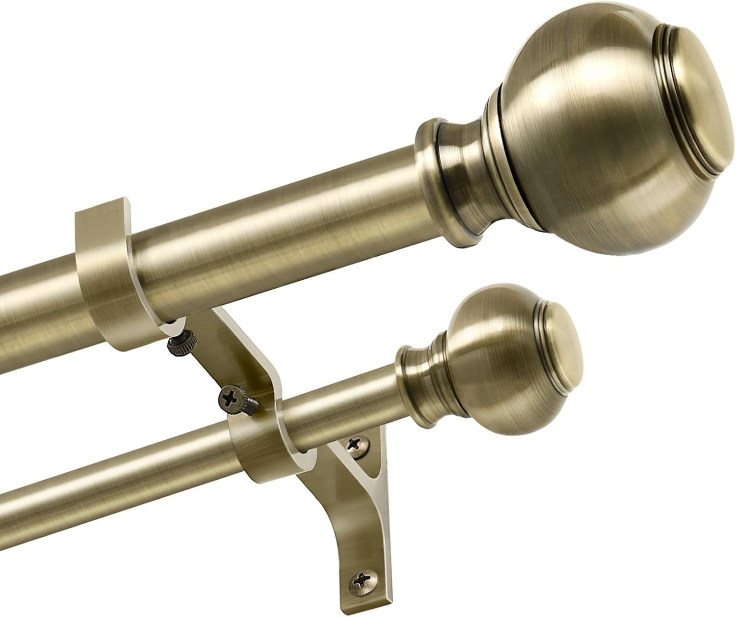 1 Inch Double Curtain Rods 36 To 72 Inches Adjustable Telescoping ...