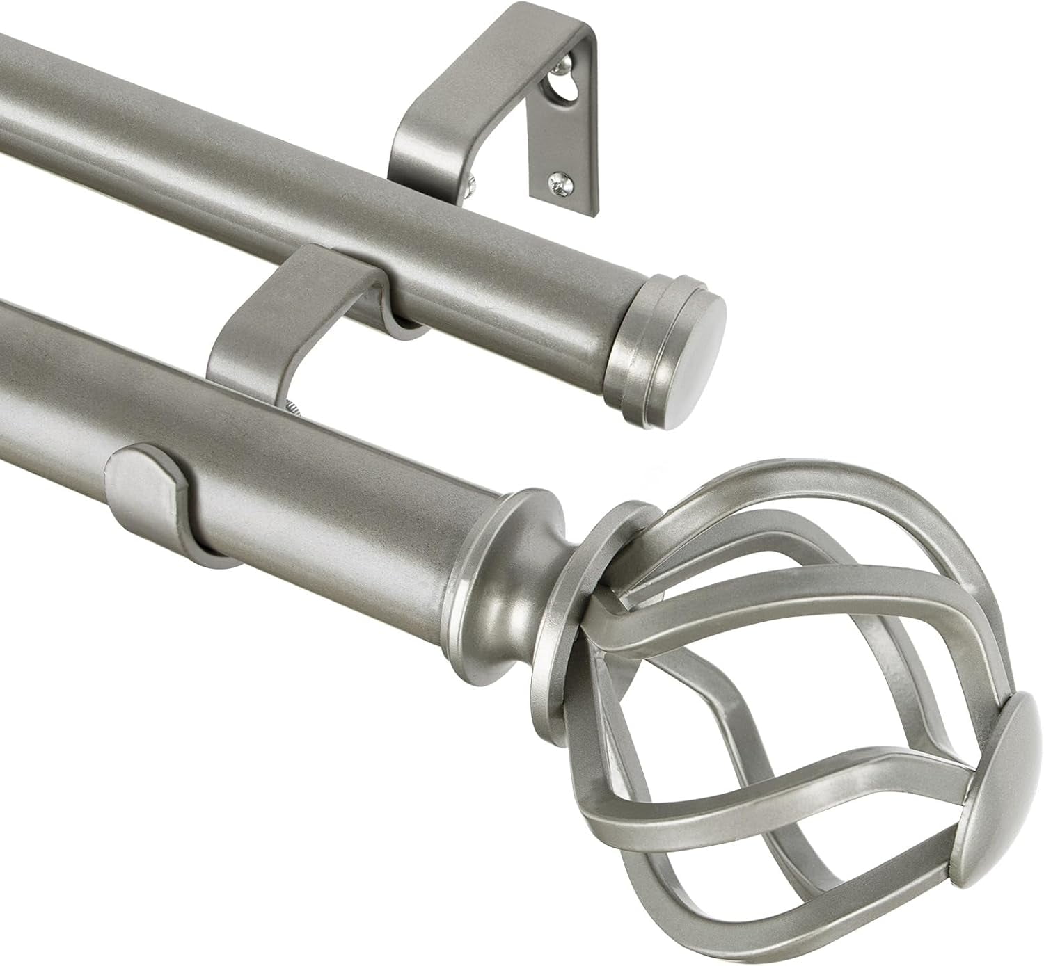 1 Inch Double Curtain Rods 66 to 120 Inches (5.5-10 Feet) Telescoping ...