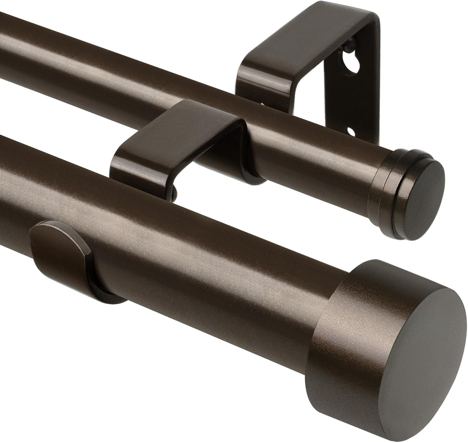 1 Inch Double Curtain Rods 66 to 120 Inches (5.5-10 Feet), Heavy Duty ...