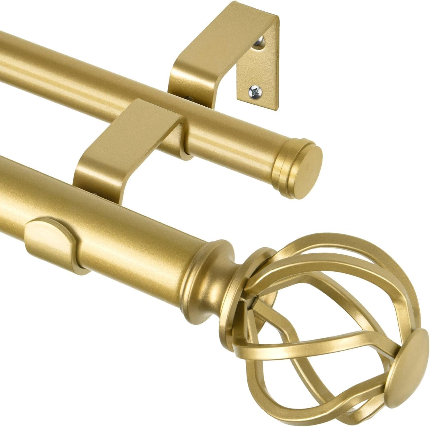 1 Inch Double Curtain Rods 66 to 120 Inches (5.5-10 Feet) Telescoping ...