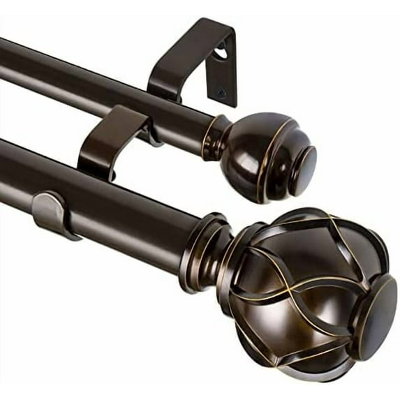 1 Inch Double Curtain Rods 72 to 144 Inches (6-12 Feet) Telescoping ...