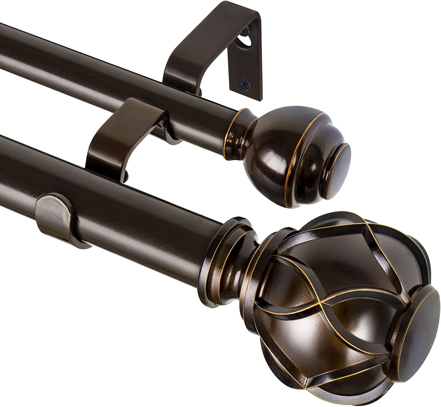 1 Inch Double Curtain Rods 72 to 144 Inches (6-12 Feet) Telescoping ...
