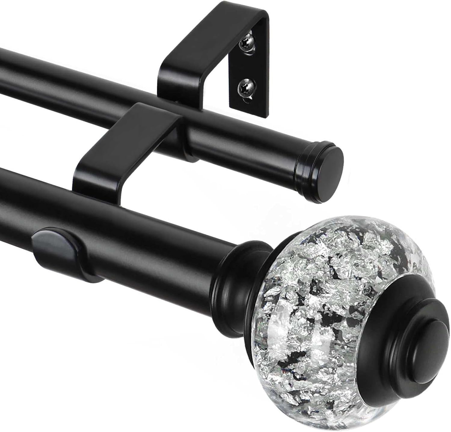 1 Inch Double Curtain Rods, Black Drapery Rods for Windows, Telescoping ...