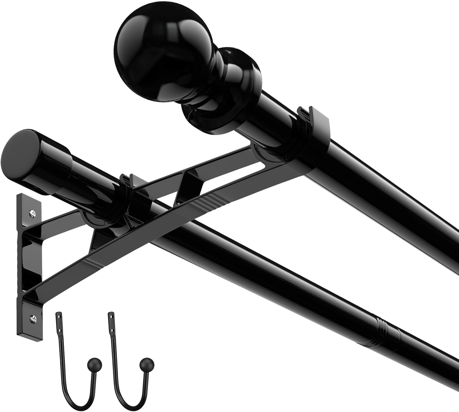 1 Inch Double Curtain Rods for Windows 30in-150in, Heavy Duty Drapery ...