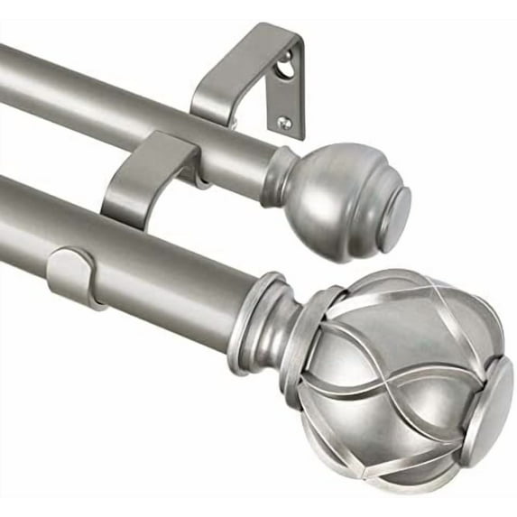 1 Inch Double Curtain Rods for Windows 36 to 72 Inches (3-6 Feet ...