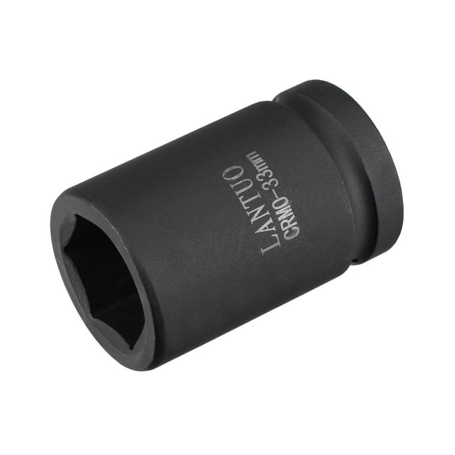 1-Inch Drive by 33mm 6-Point Impact Socket, CR-MO 80mm Length, Standard ...