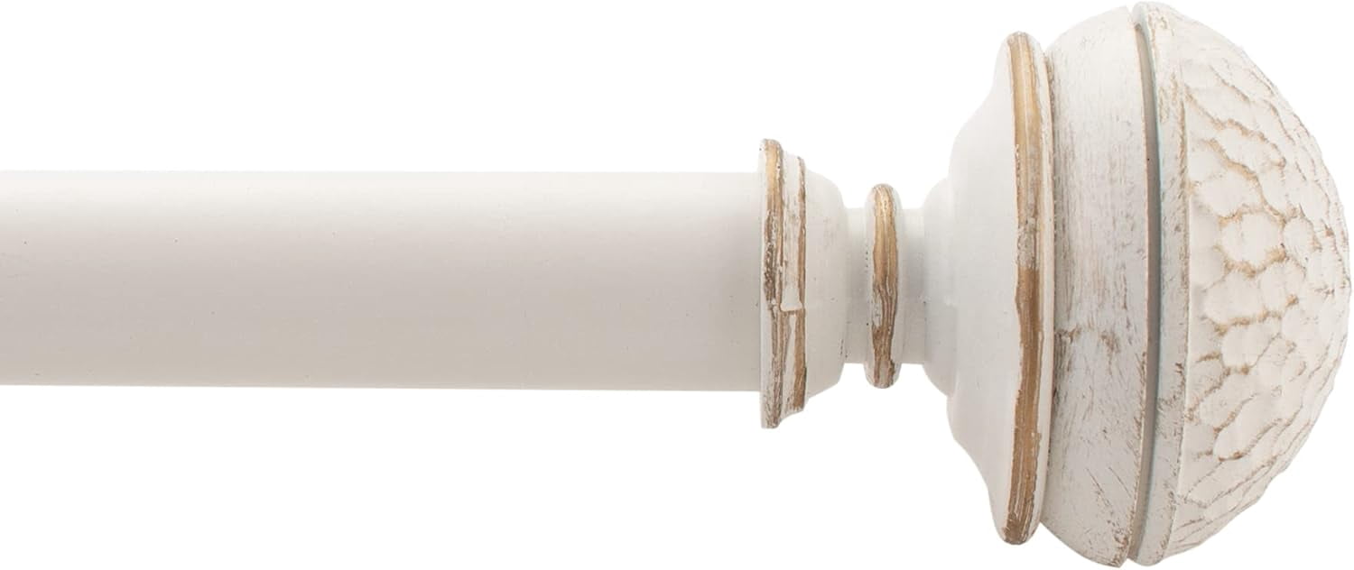 1 Inch Extendable 36"-66" Farmhouse Ivory Curtain Rod for Windows ...