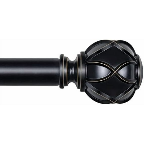 1 Inch Extra Long Curtain Rod 140 to 195 Inches Black Heavy Duty ...