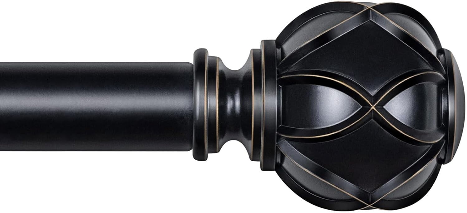 1 Inch Extra Long Curtain Rod 140 To 195 Inches Black Heavy Duty ...