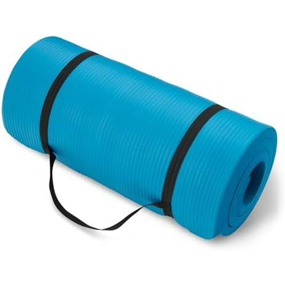 1 Inch Extra Thick Workout Exercise Yoga Mat with Carrying Strap ...