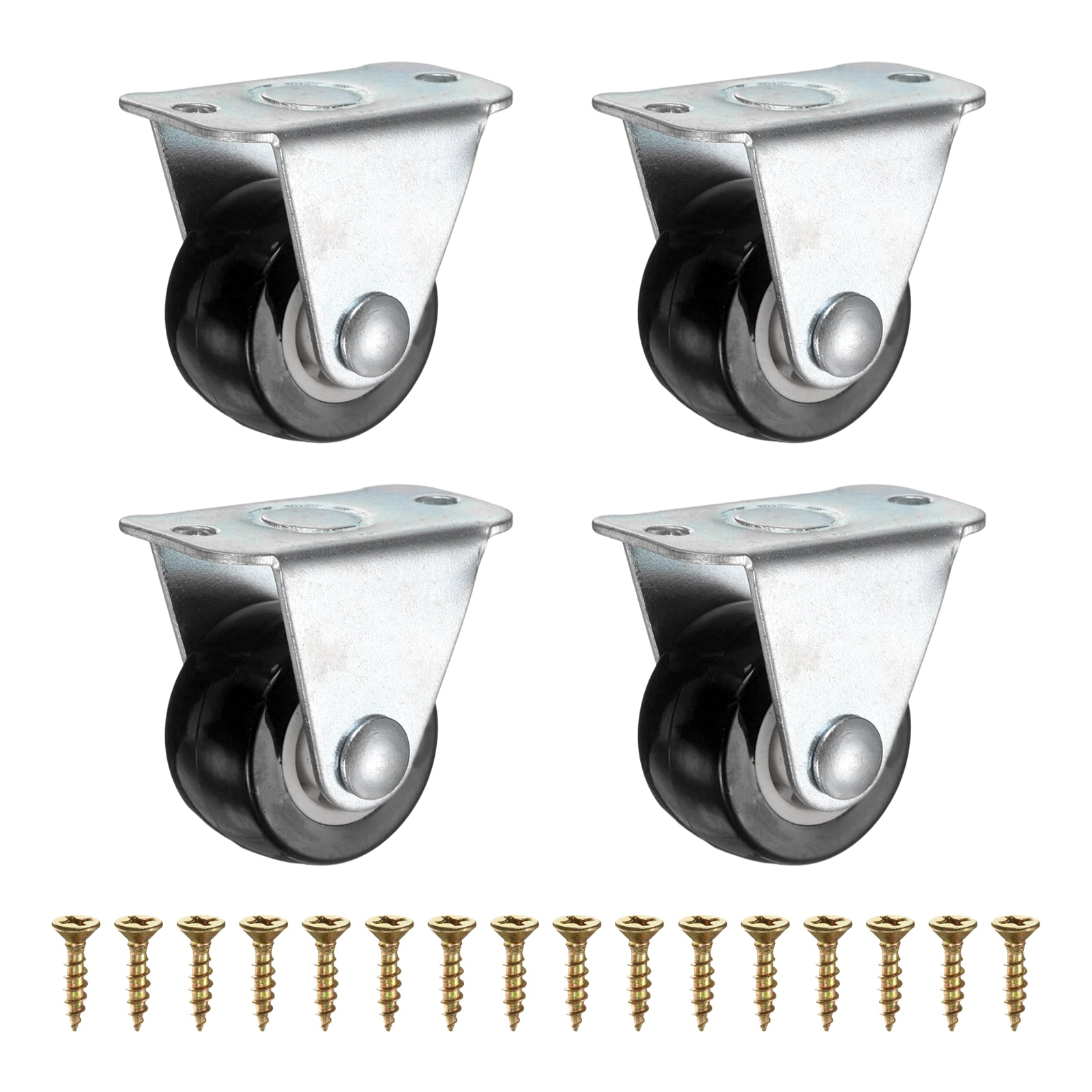 Uxcell 1" Fixed Caster Wheels, No Bearing Small Non-Swivel Casters ...
