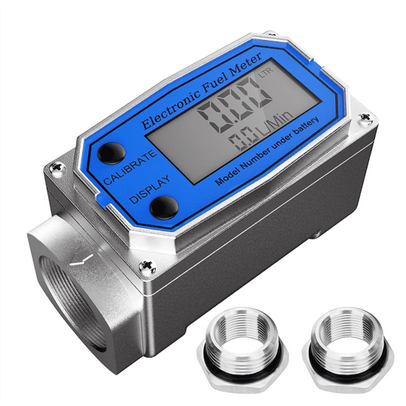 1 Inch Flow Meter with 3/4 Adapters, Digital Turbine 2.5-31 GPM Inline ...