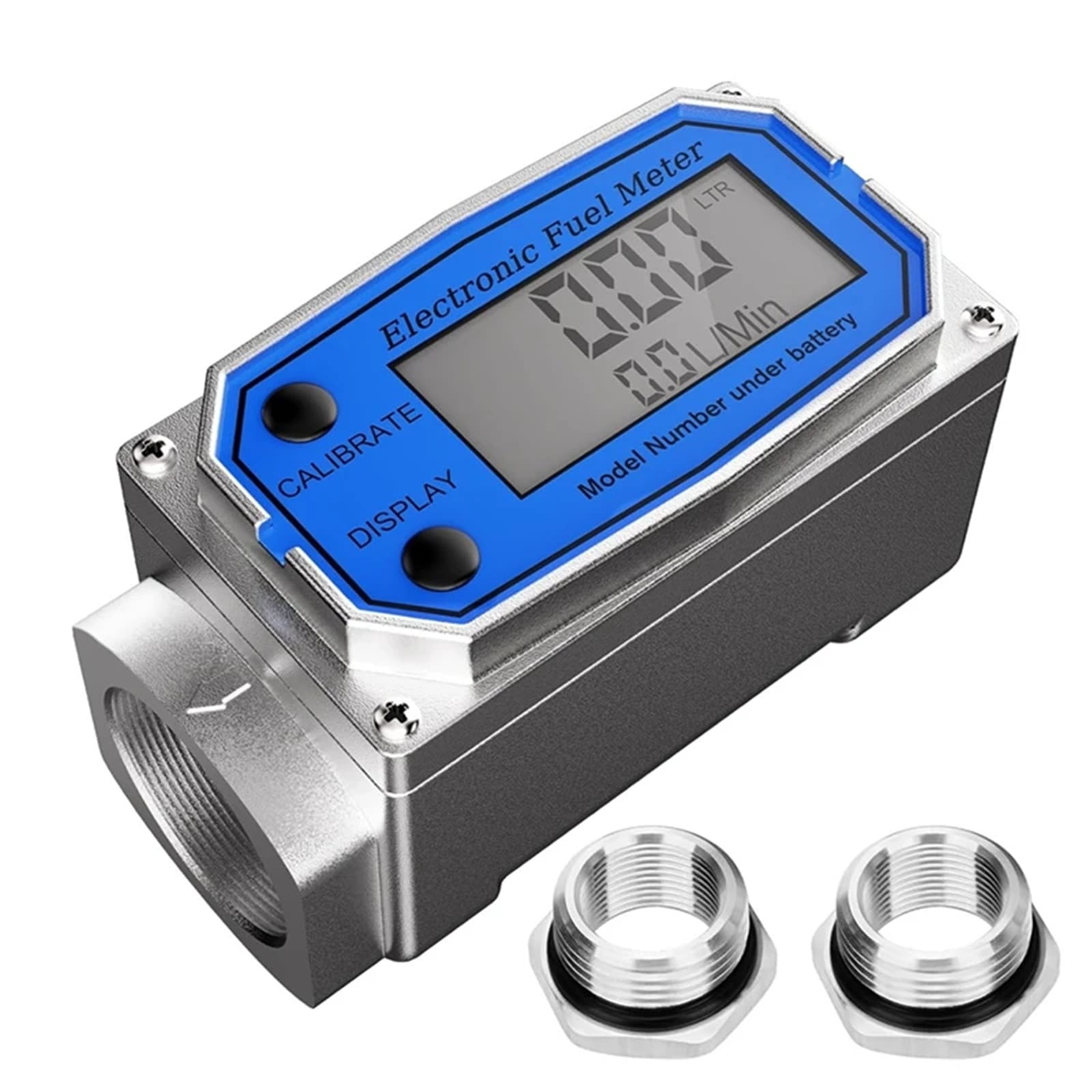 1 Inch Fuel Flow Meter With 3/4 Inch Adapters, Digital Flow Meter 2.5 ...
