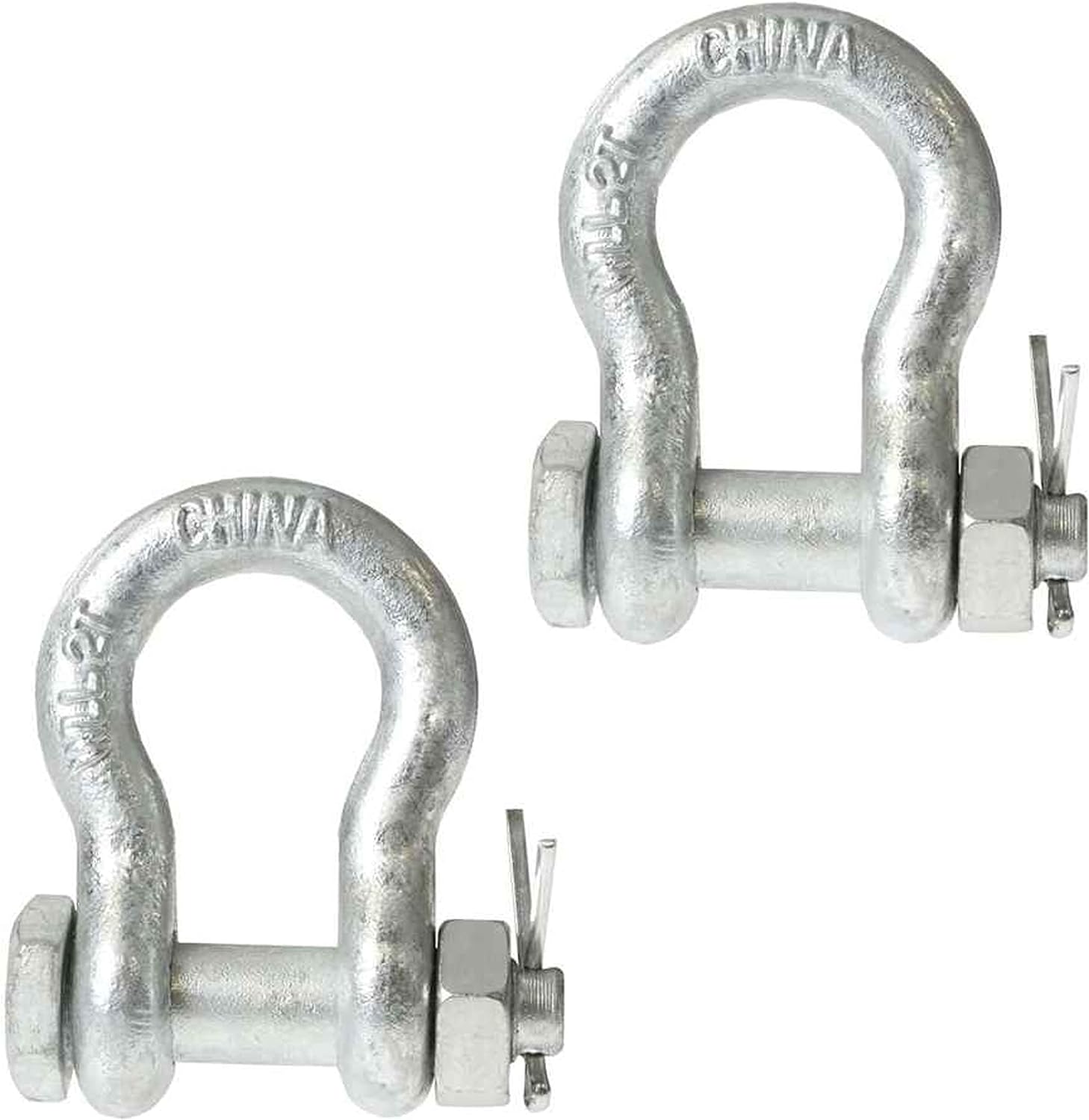 1 Inch Galvanized Bolt Type Anchor Shackles in a 2 Pack - Each with a 8 ...