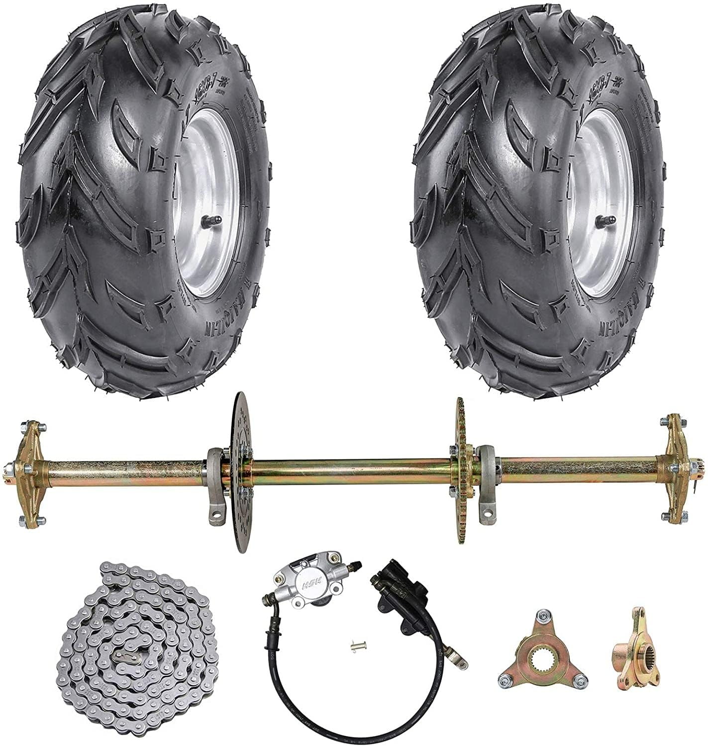1-Inch Go Kart Live Axle Kit with 16x8-7 Tubeless Wheels, Tires, Rim, 3 ...
