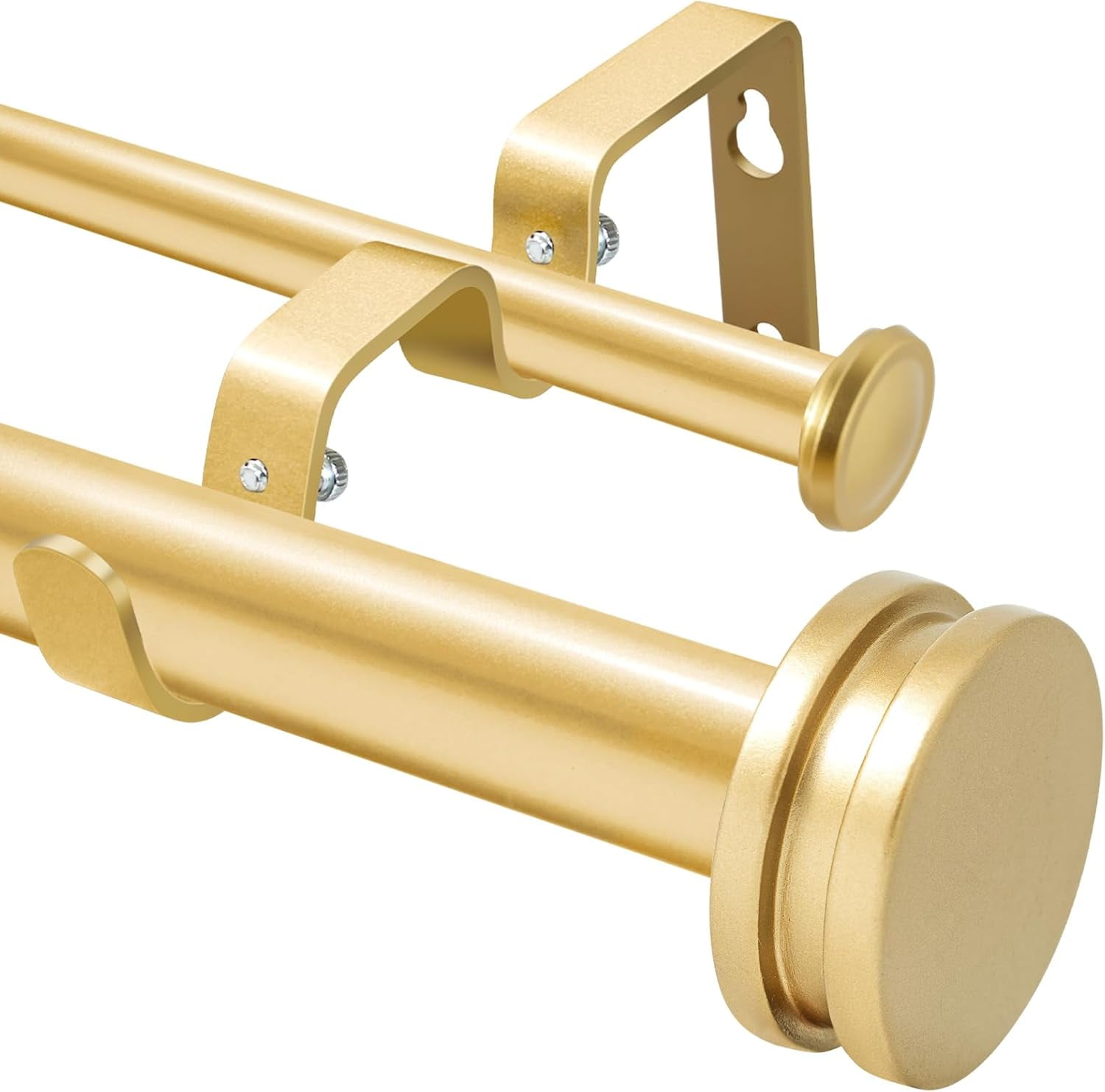 1 Inch Gold Double Curtain Rod - Heavy Duty Decorative Adjustable ...