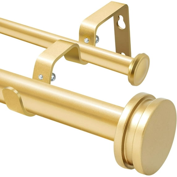 1 Inch Gold Double Curtain Rod - Heavy Duty Decorative Adjustable ...