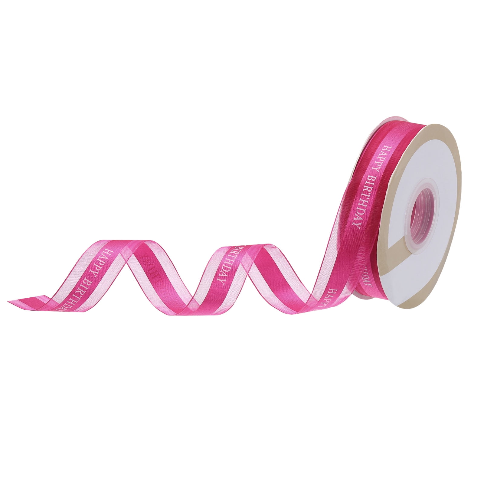 1 Inch Happy Birthday Satin Ribbon 50 Yards Rose Red Ribbon Roll Bow ...