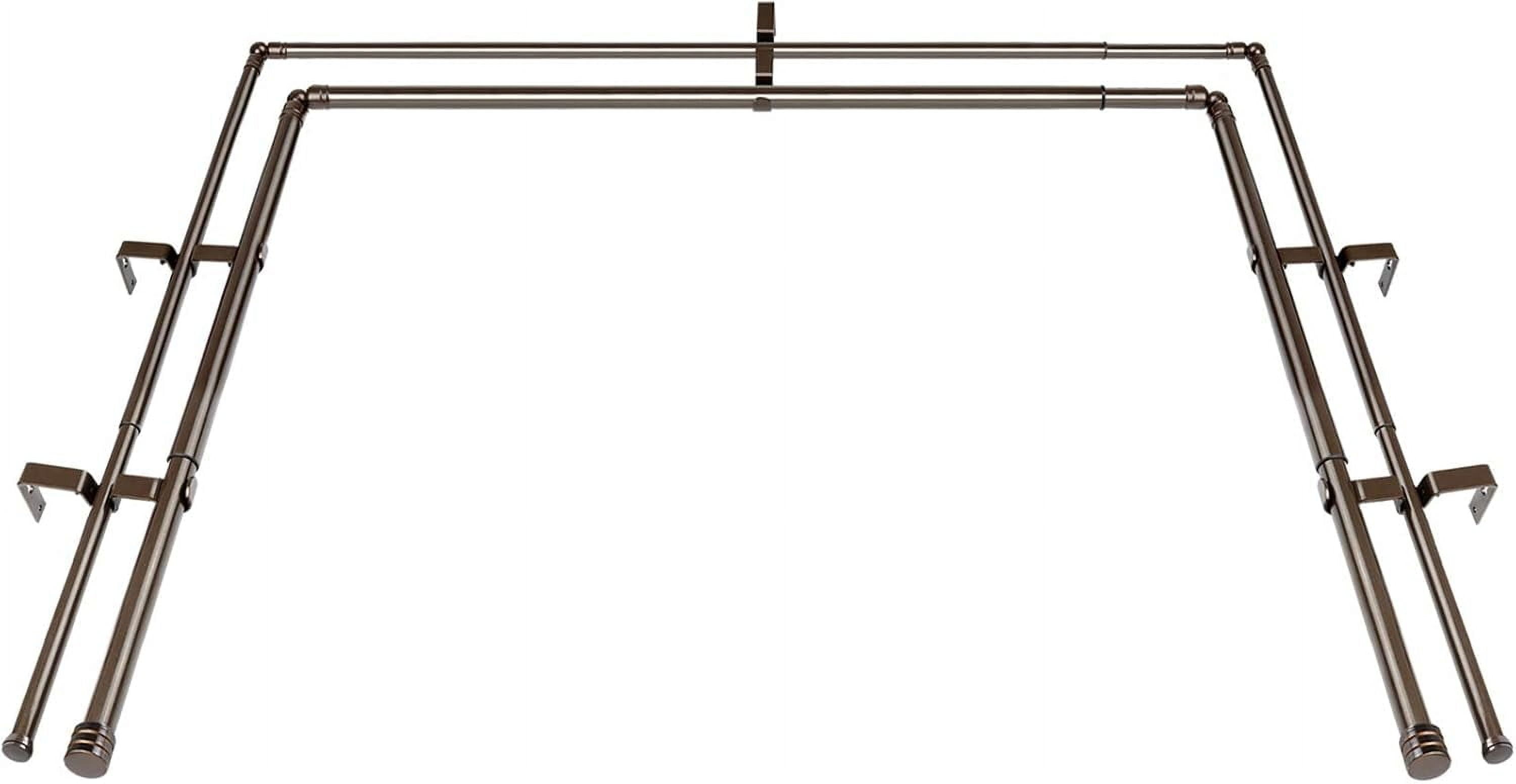 1 Inch Heavy Duty Double Bay Window Curtain Rods,36-72 Inch Center Rod ...