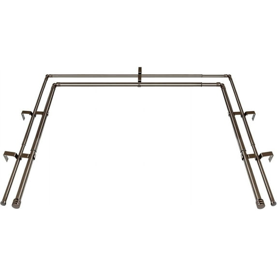 1 Inch Heavy Duty Double Bay Window Curtain Rods,36-72 Inch Center Rod ...