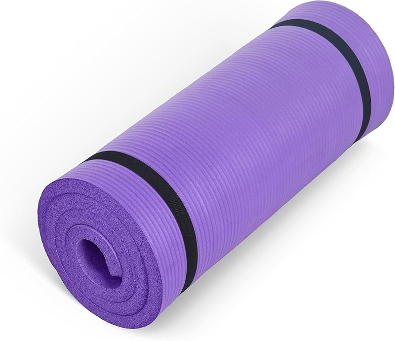 1-Inch High Density Exercise Yoga Mat with Strap| Multiple Colors-vgx ...