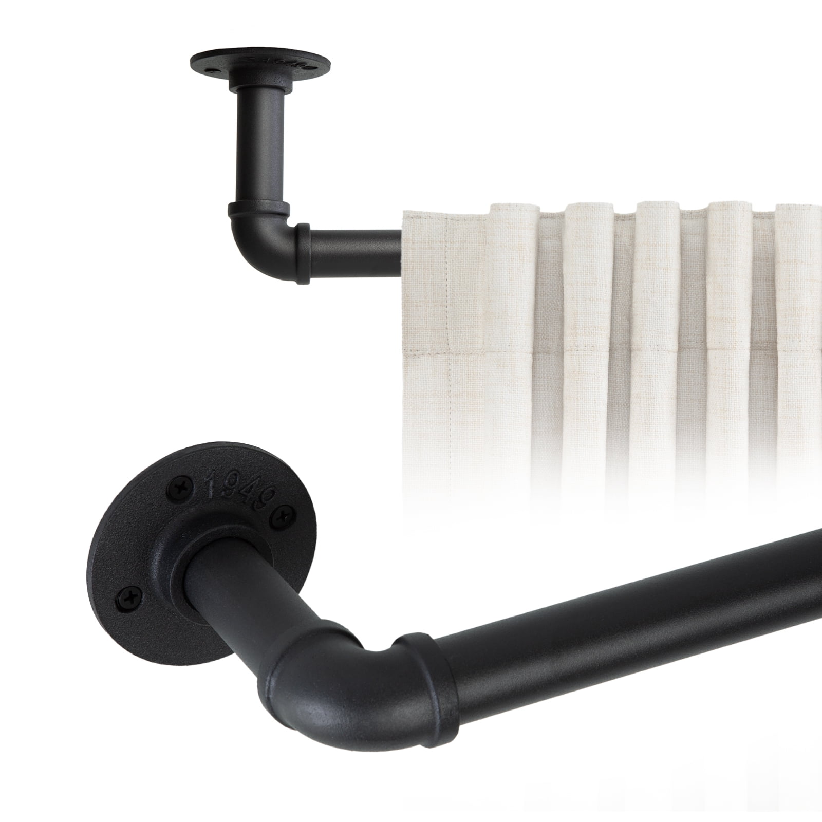 1 Inch Industrial Curtain Rods for Windows , Blackout Wrap Around ...