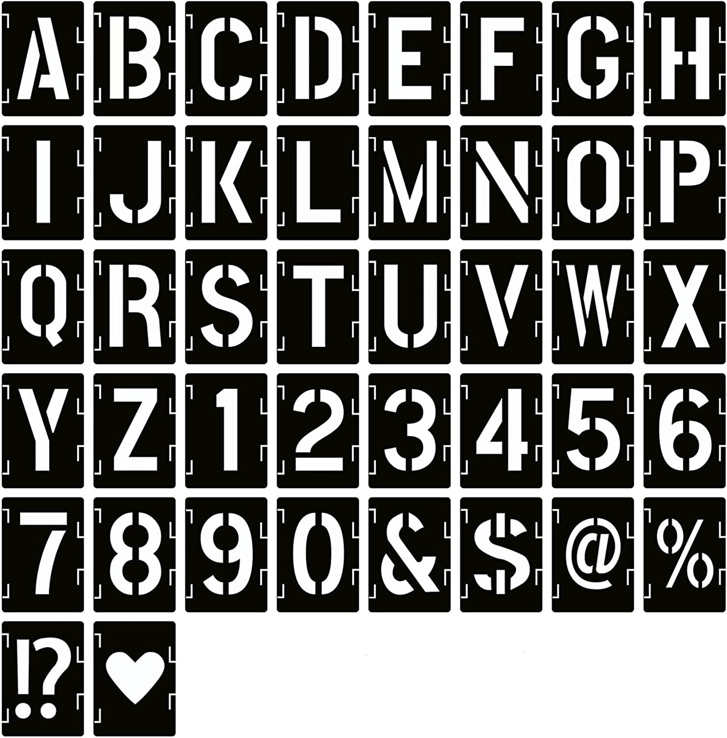 1 Inch Letter Stencils Symbol Numbers Craft Stencils, 42 Pcs Reusable ...