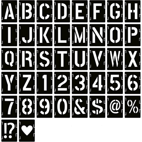 1 Inch Letter Stencils Symbol Numbers Craft Stencils, 42 Pcs Reusable ...