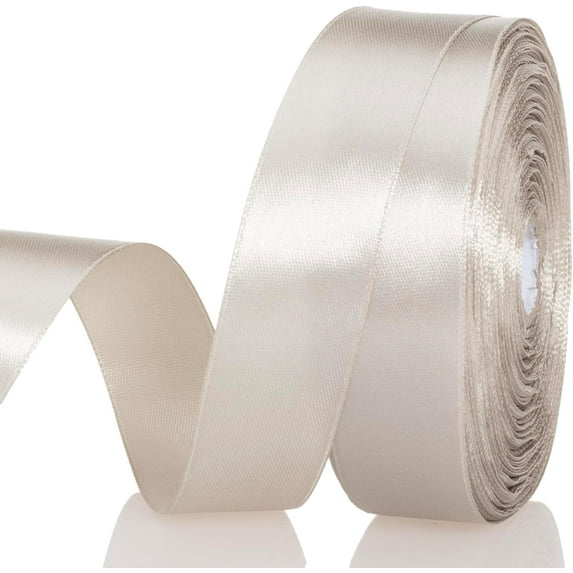 1 Inch Linen Beige Solid Satin Ribbon, 50 Yards Craft Fabric Ribbon for ...