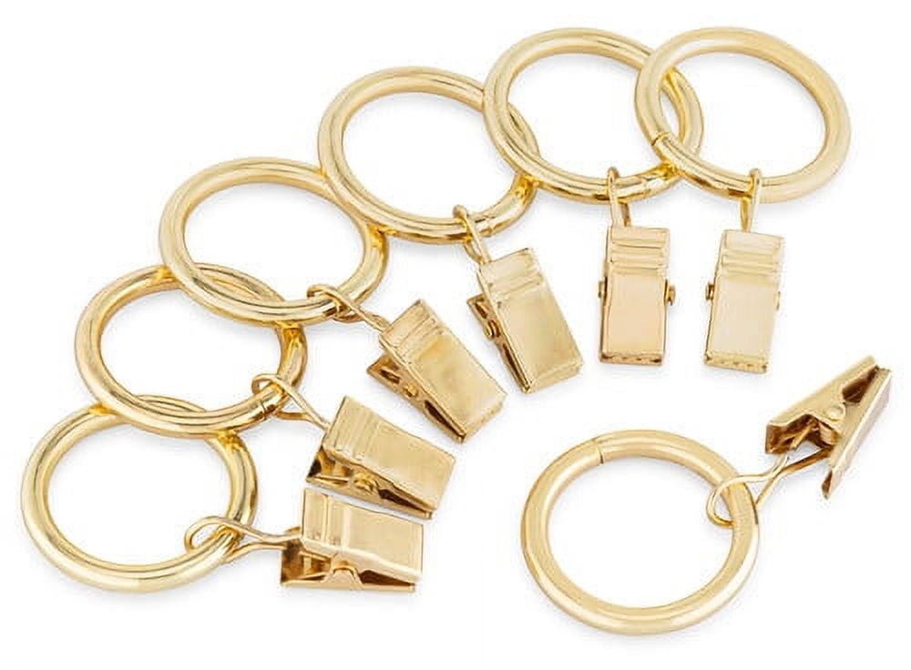 1 Inch Gold Iron Metal Curtain Clip Rings with Drapery Attachment, Set ...
