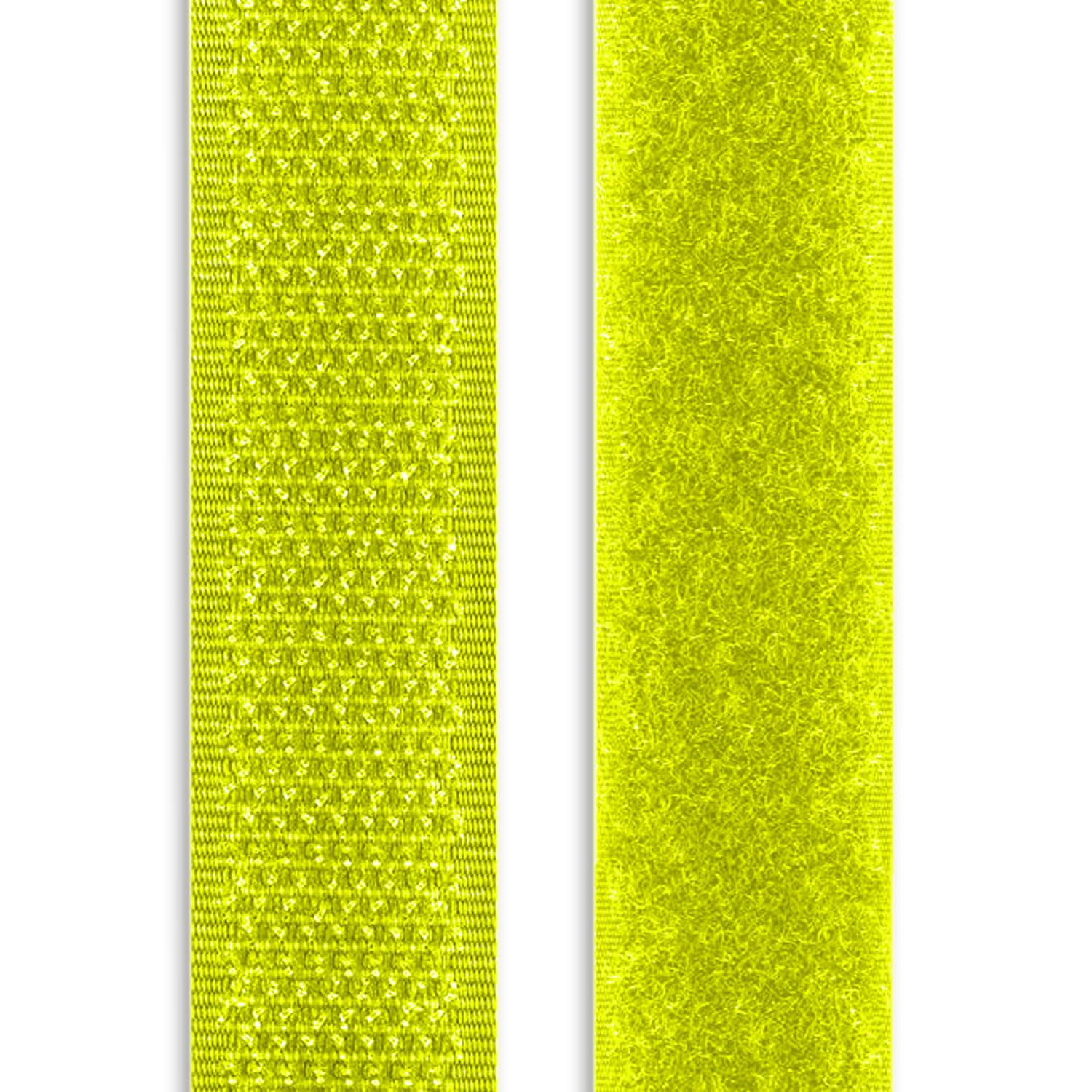 1 Inch Neon Yellow Hook and Loop Tape 1 Yards Sew on Non-Adhesive Nylon ...