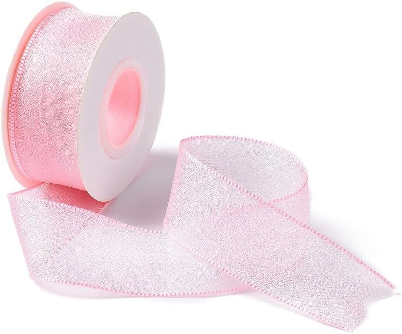 1 Inch Pink Wrapping Ribbon Sheer Chiffon Ribbon Trim Bulk Wide ...