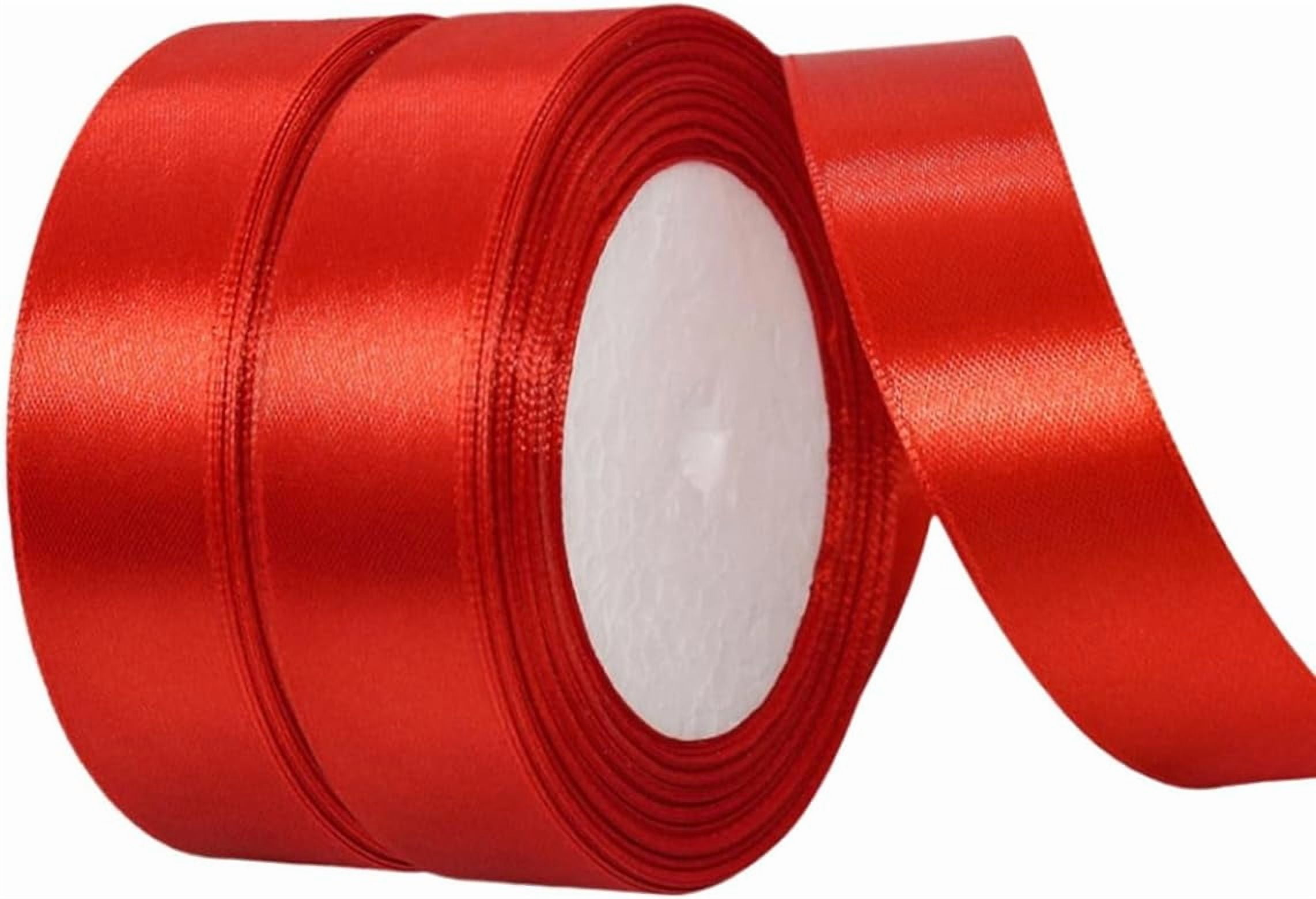 1 Inch Red Satin Ribbon,50 Yards Red Ribbon Solid Fabric Ribbon for ...