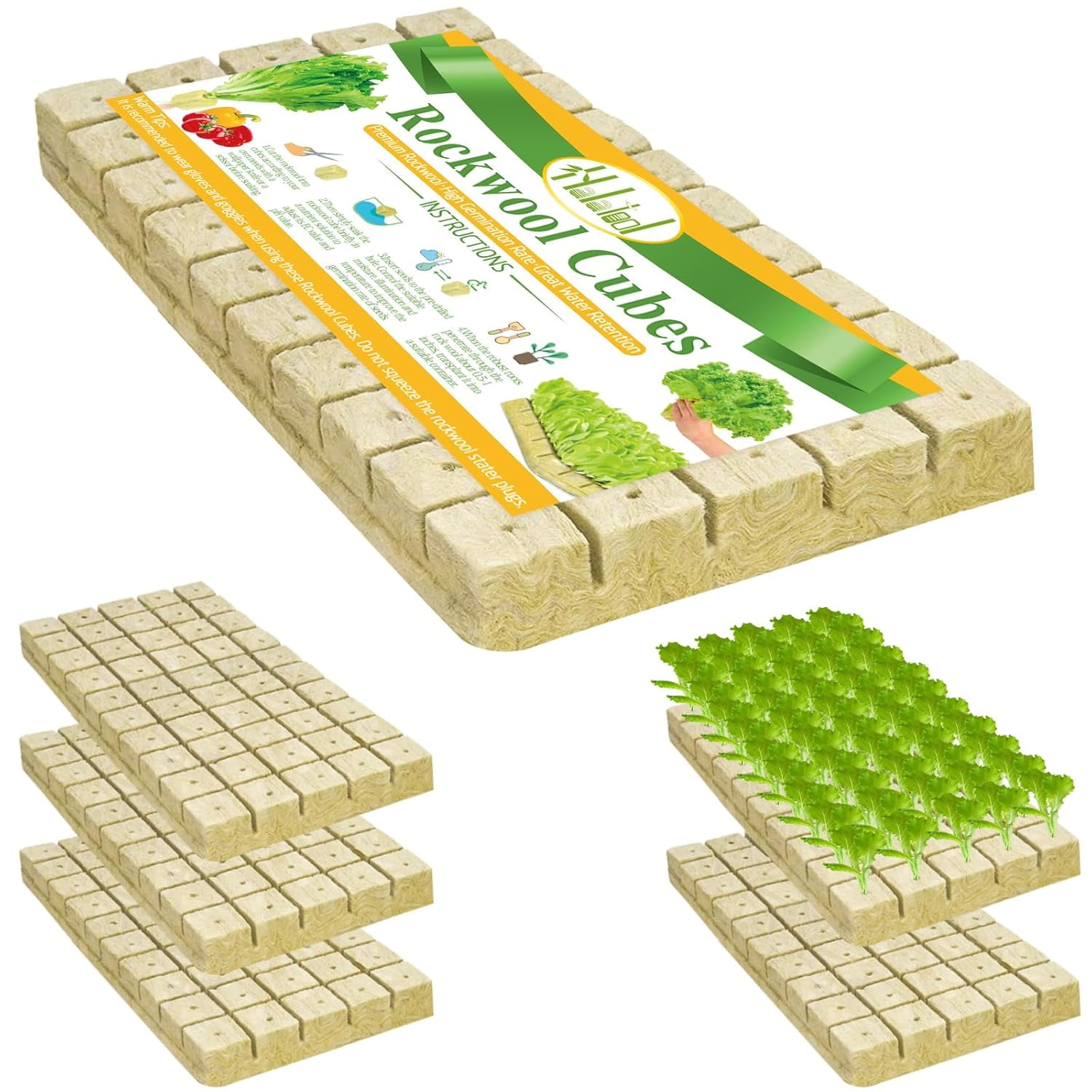 1 Inch Rockwool Cubes Garden Rock Wool Stonewool Grow Cubes Starter ...