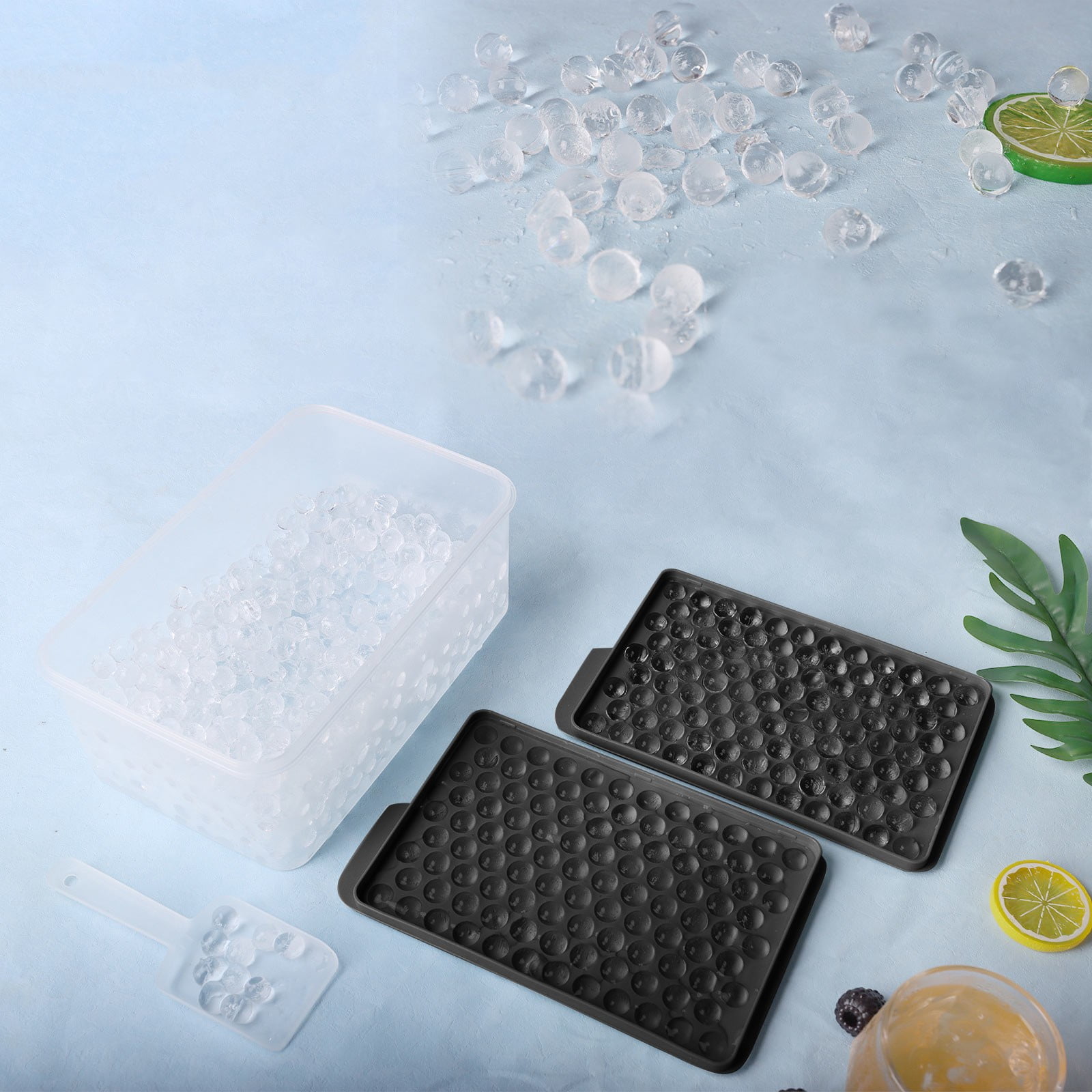 1-Inch Round Ice Cube Trays and Ball Making Molds with Lids Maker for ...