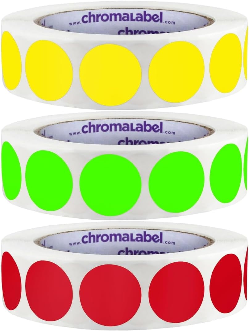 1 Inch Round Label Stickers, Permanent Sticky Dots Color Coding Labels ...