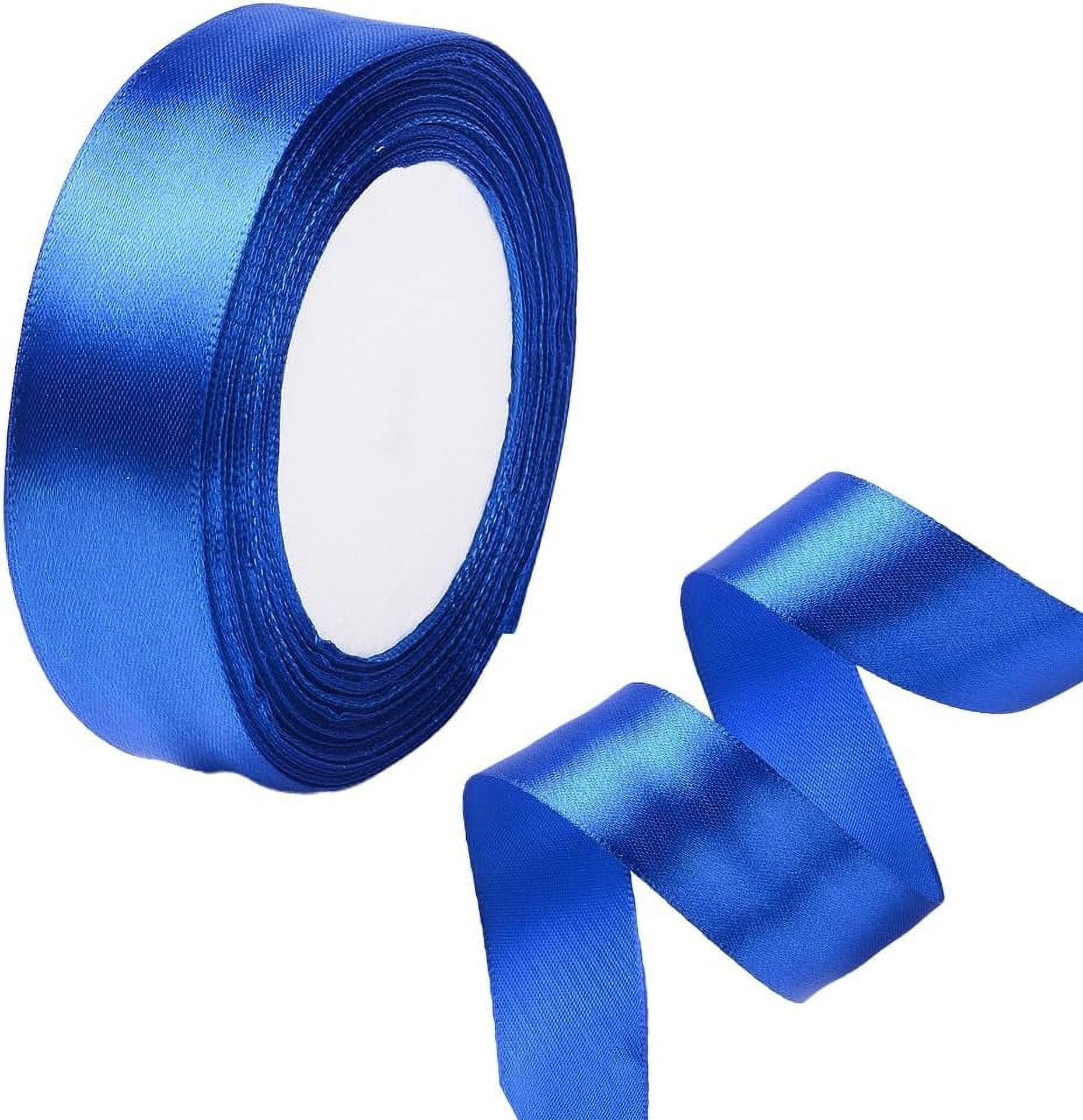 1 Inch Royal Blue Polyester Ribbon Smooth Soild Ribbon Wired Soft Silky ...