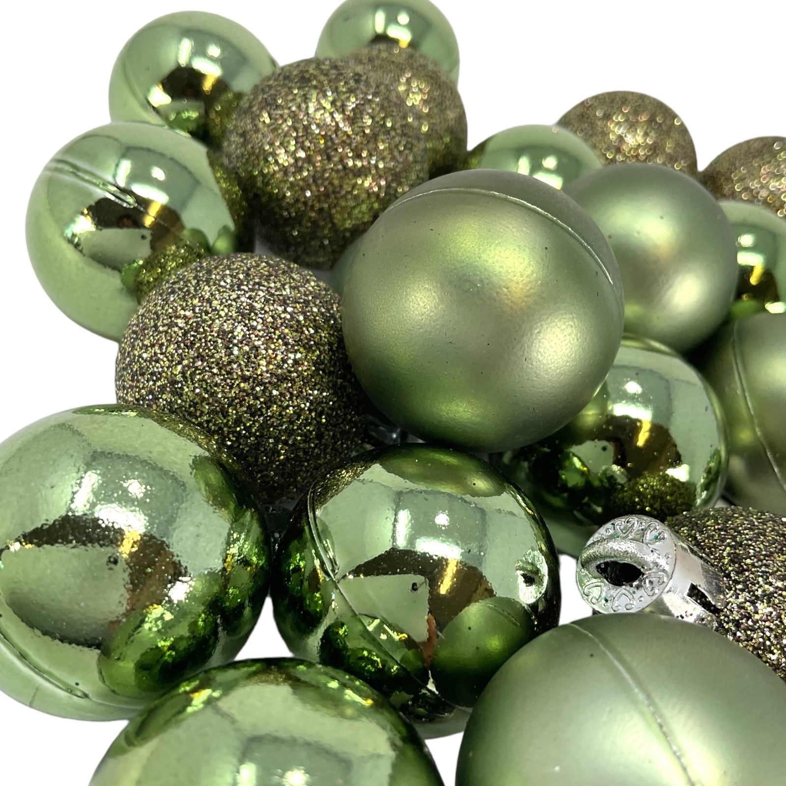 1 Inch Shiny, Matte and Glitter Green Plastic Ball Christmas Ornament ...