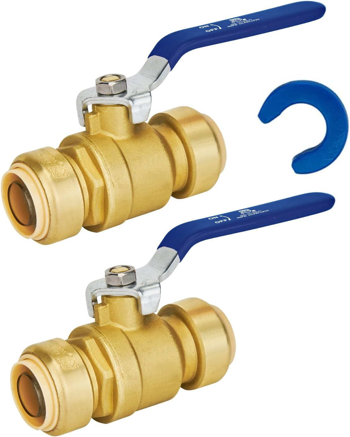 1 Inch Shut Off Ball Valve, Push-to-Connect Water Shutoff with Blue ...