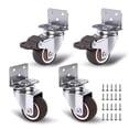 1 Inch Small Caster Wheels Set of 4, L-Bracket Casters Low Profile Side ...