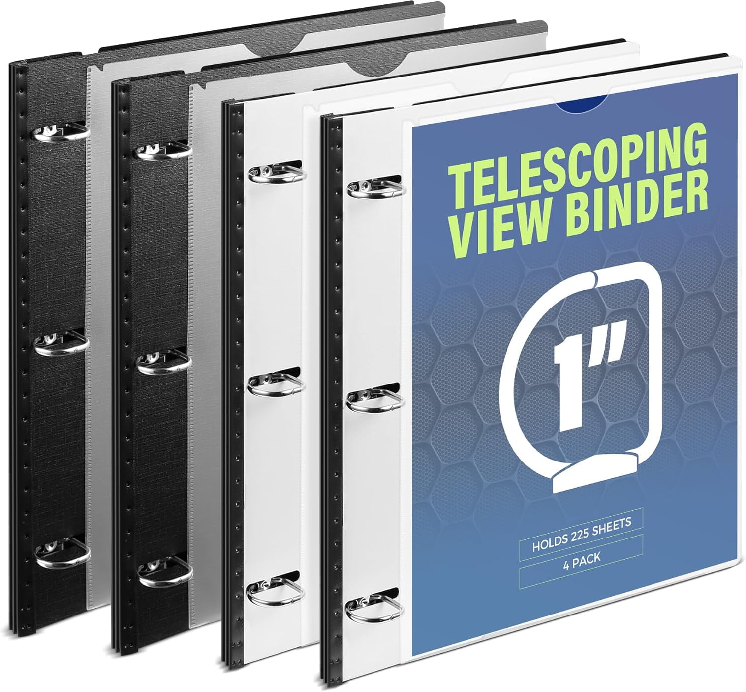 1 Inch Telescoping 3 Ring Binder 4 Pack, Expandable Flexible with ...