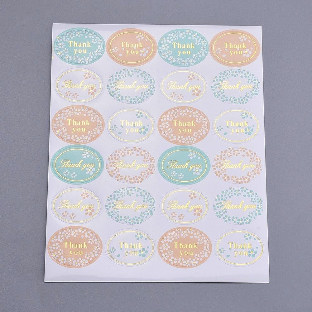 1 Inch Thank You Sticker DIY Label Paster Picture Stickers Oval with ...