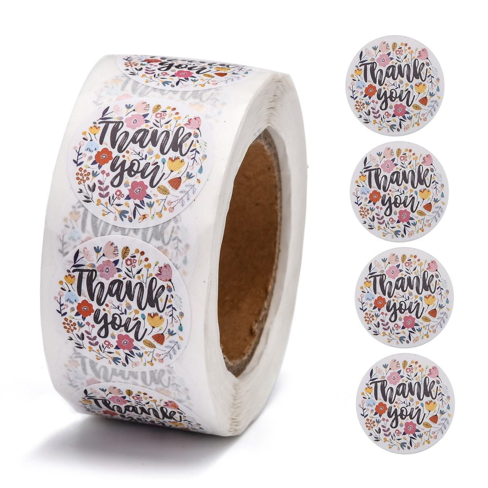 1 Inch Thank You Stickers Self-Adhesive Kraft Paper Gift Tag Stickers ...