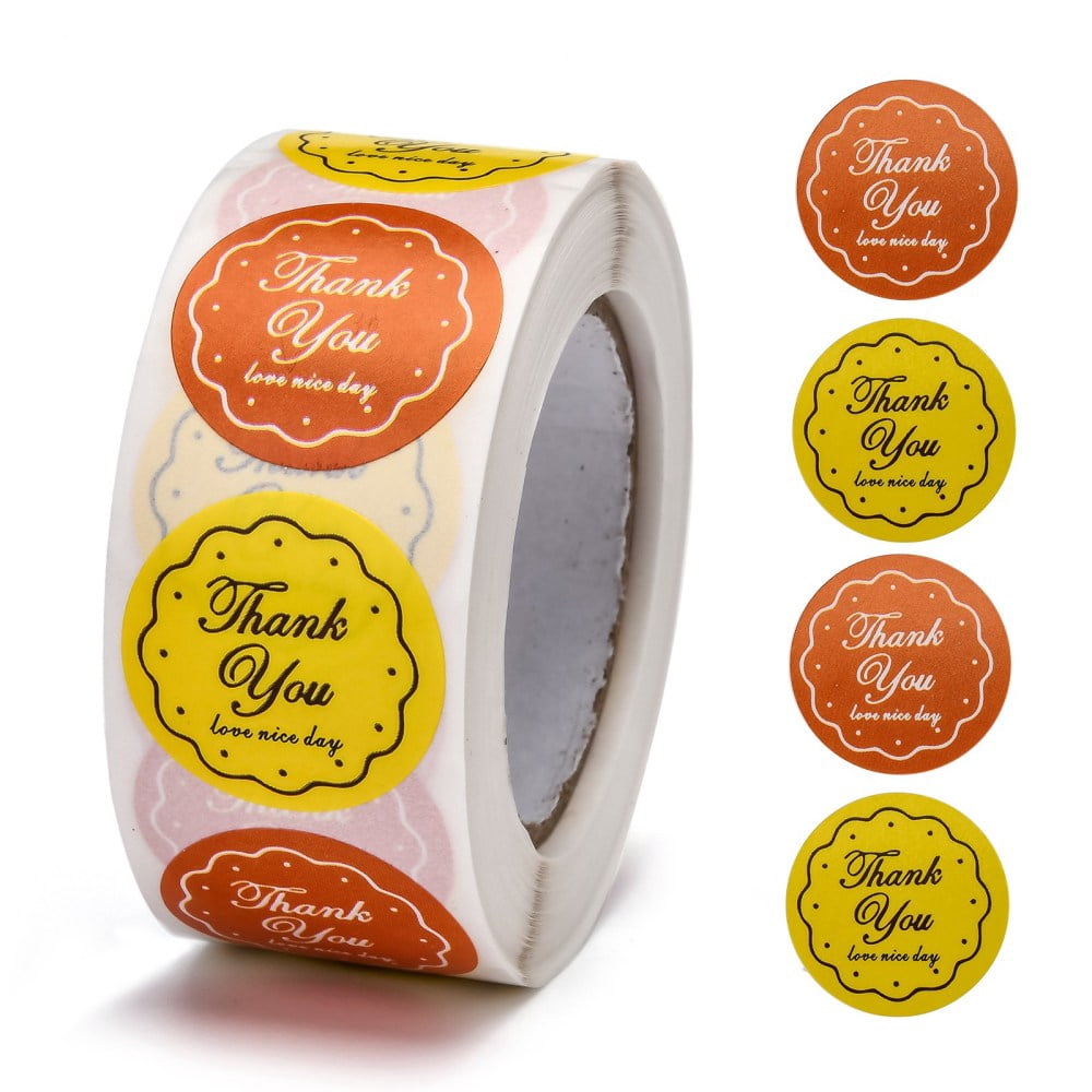 1 Inch Thank You Stickers Self-Adhesive Kraft Paper Gift Tag Stickers ...